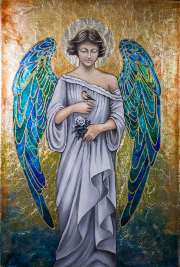 Anioł Stróż ze skrzydłami witrażowymi - Anna Kloza Rozwadowska | TouchofArt