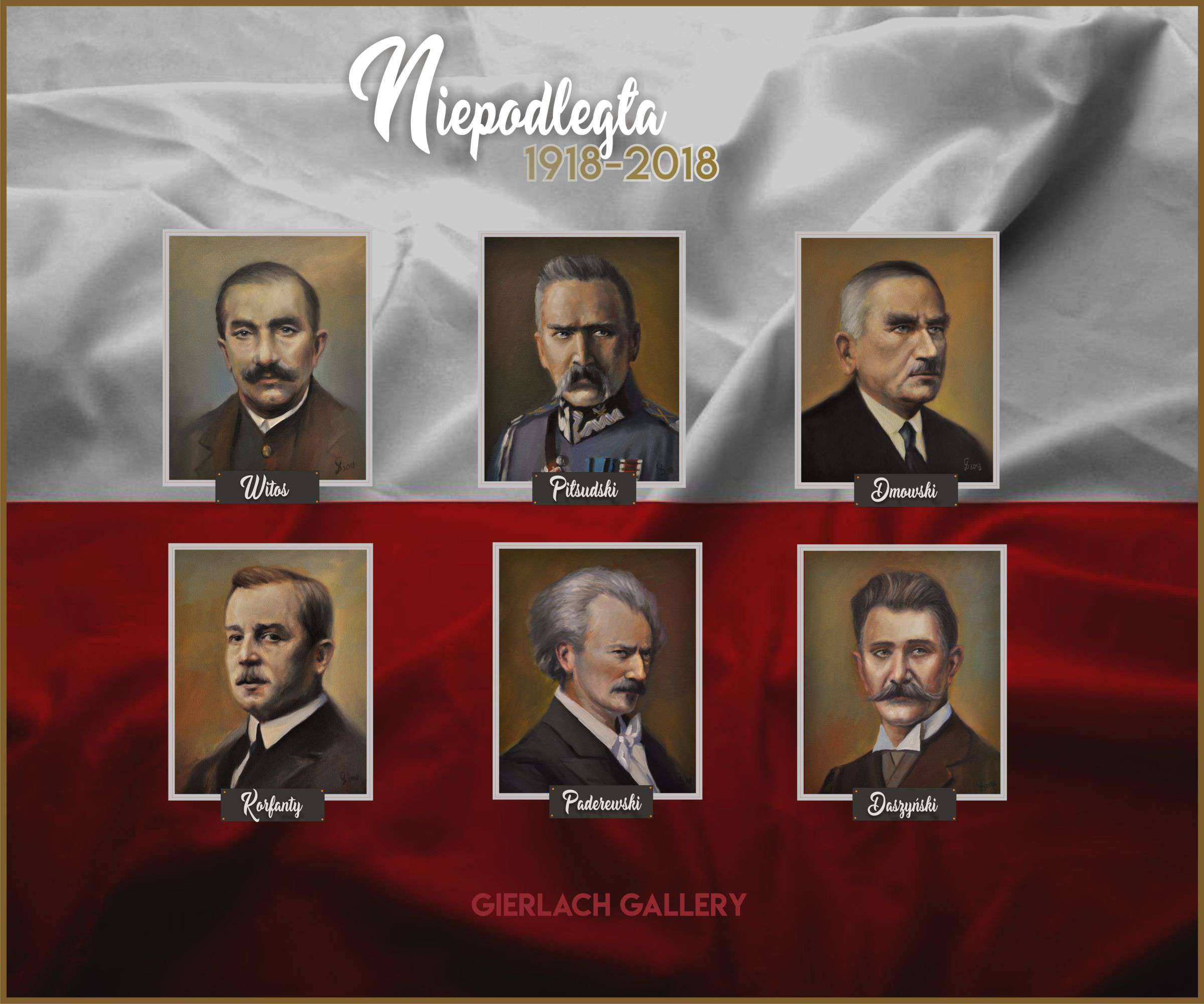 Obraz olejny Zestaw 6 Portretów Ojcowie Niepodległości 1918-2018 ...